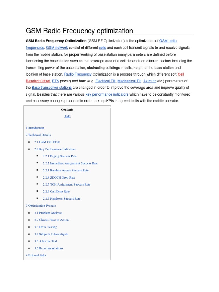 GSM Radio Frequency Optimization | PDF | Telecommunications Engineering ...