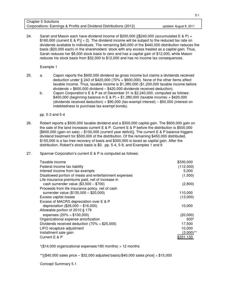 Chapter 5 Tax 2014 Some Solutions | PDF | Dividend | Tax Deduction
