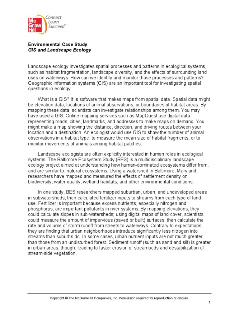 GIS and Landscape Ecology: Environmental Case Study | PDF | Ecology ...