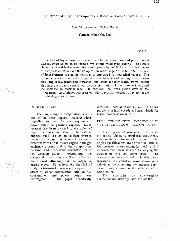 Higher Compression in Two-Stroke Engines | PDF | Internal Combustion ...