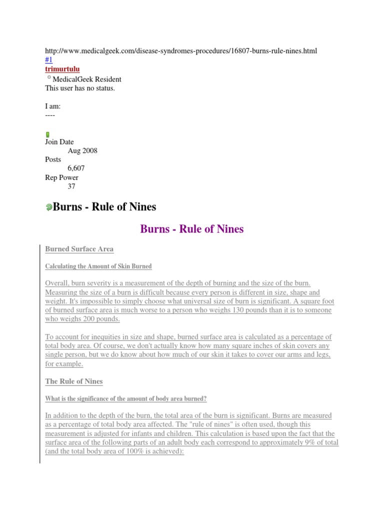 HTTP Burn Rule of Nine | PDF | Burn | Skin
