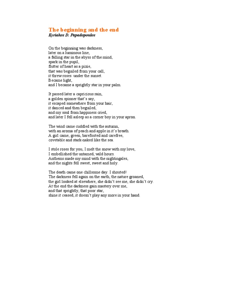 The Beginning and the End Poem | PDF