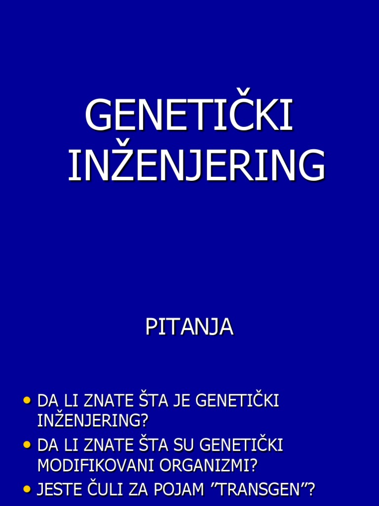 Geneticki Inzenjering PDF | PDF