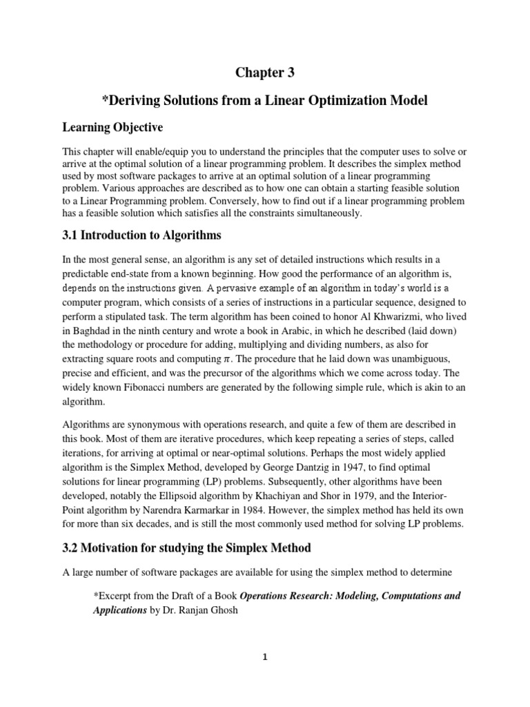 Chapter 3 - Deriving Solutions From A Linedeear Optimization Model PDF ...