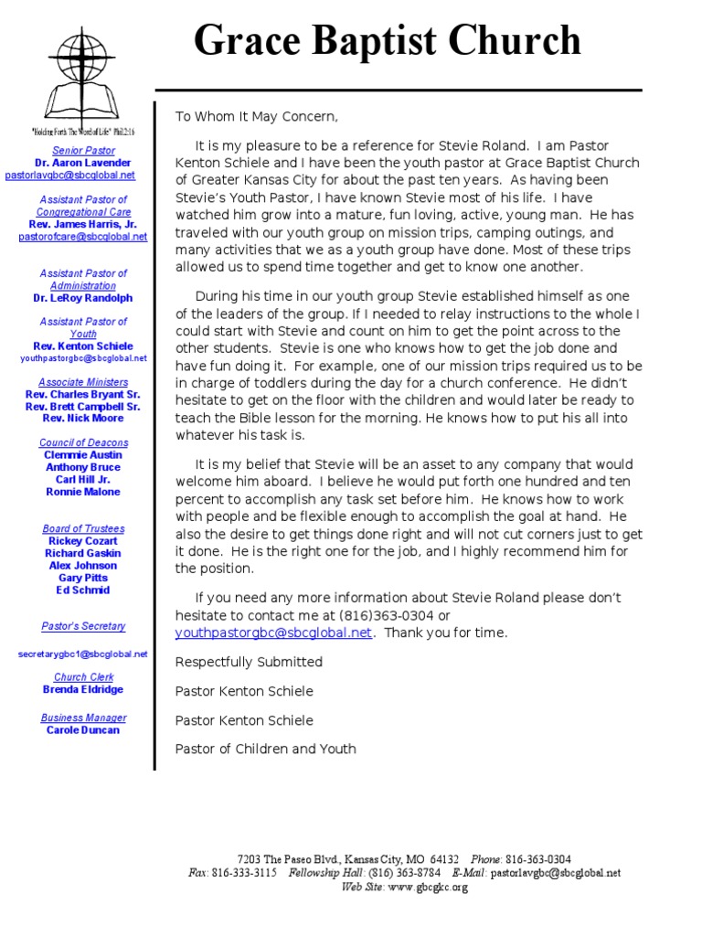 Letter of Recommendation Schelie | PDF | Chalcedonianism | Protestantism