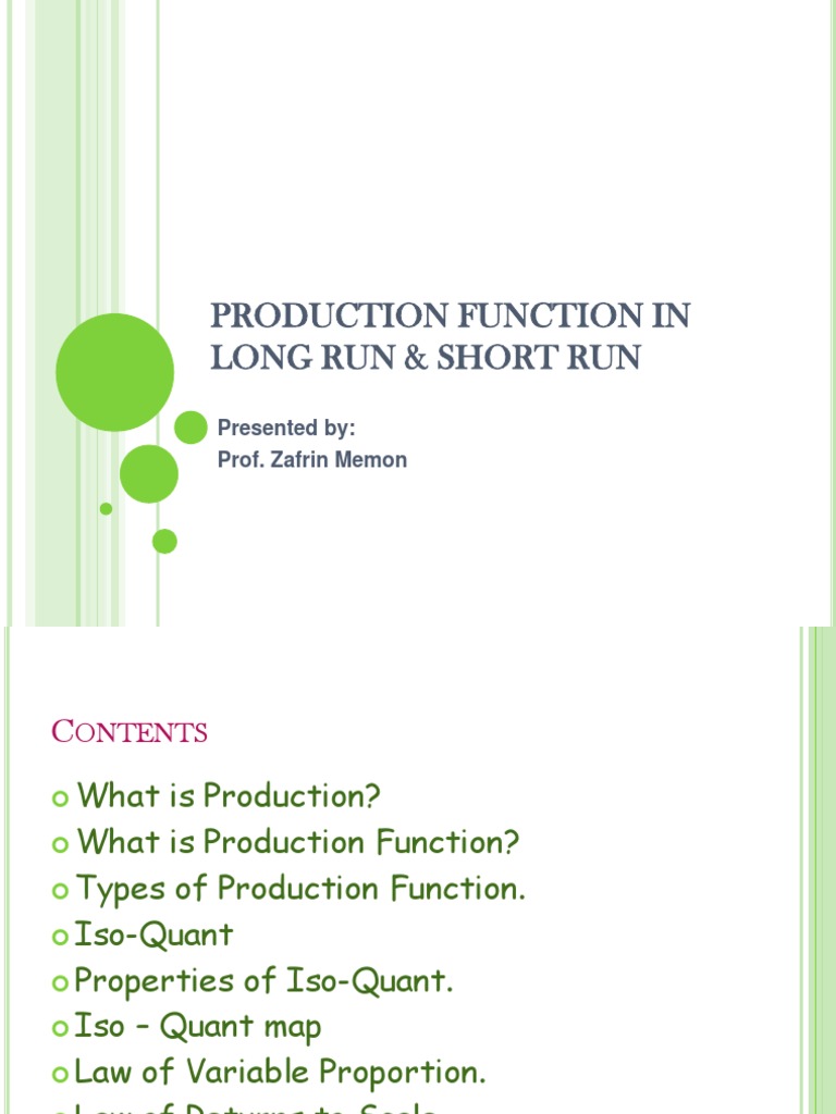 Production Function | PDF | Production Function | Long Run And Short Run