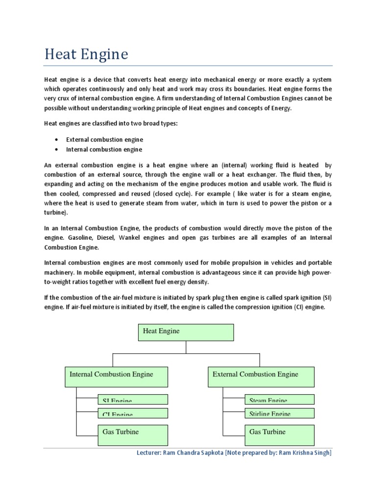 Heat Engine | PDF | Internal Combustion Engine | Diesel Engine