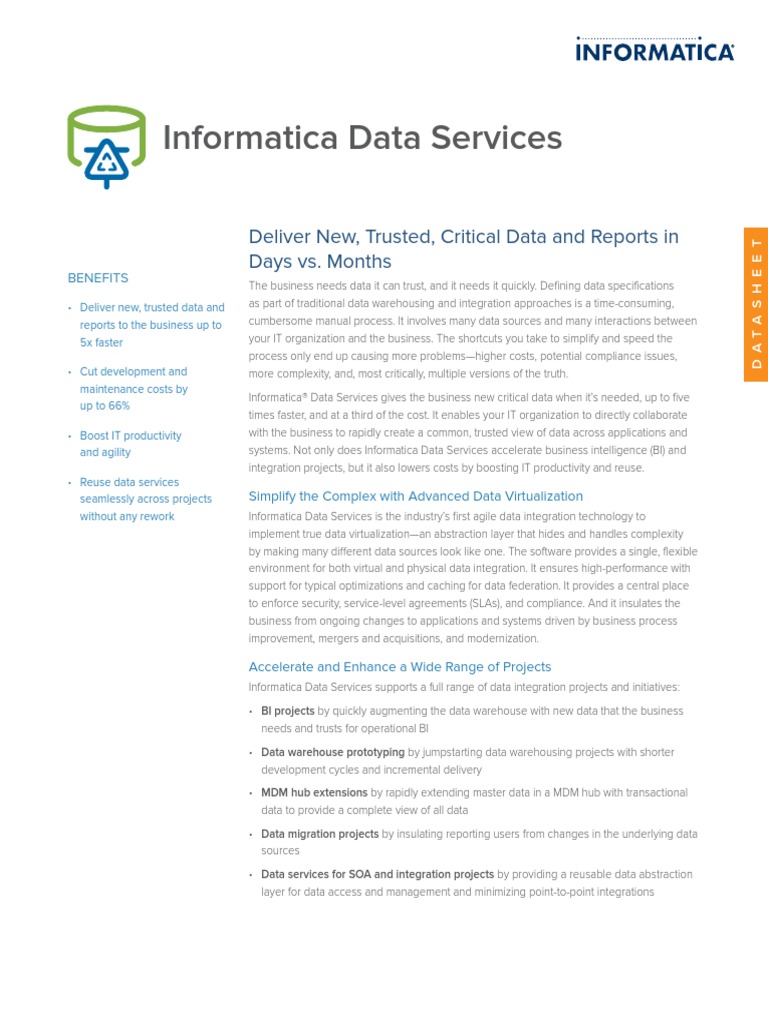 Informatica Data Services: Deliver New, Trusted, Critical Data and ...