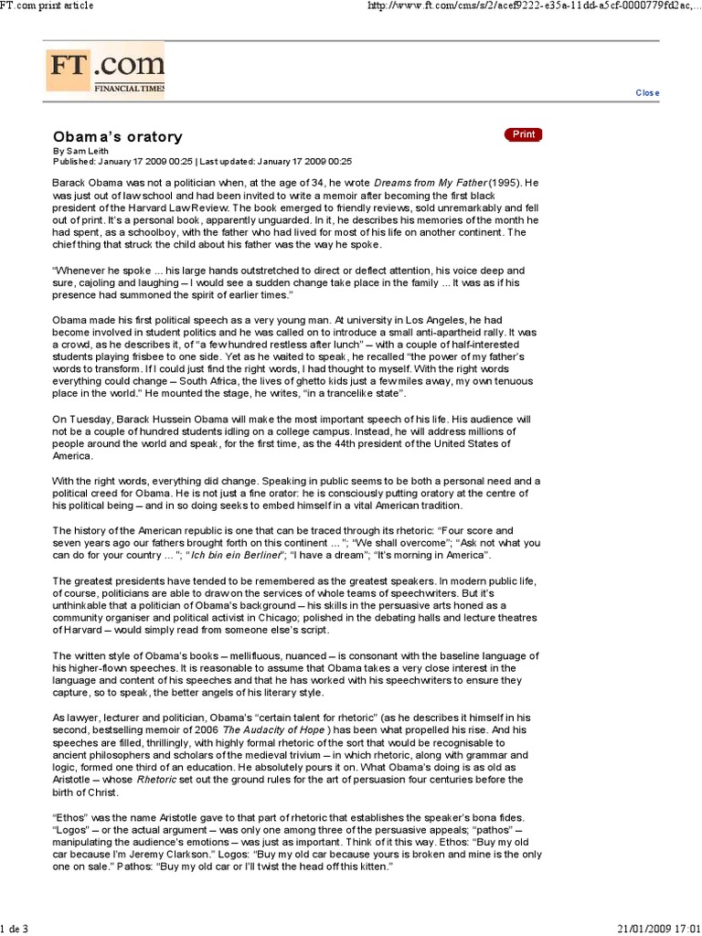 Obamas Oratory | Rhetoric | Public Speaking