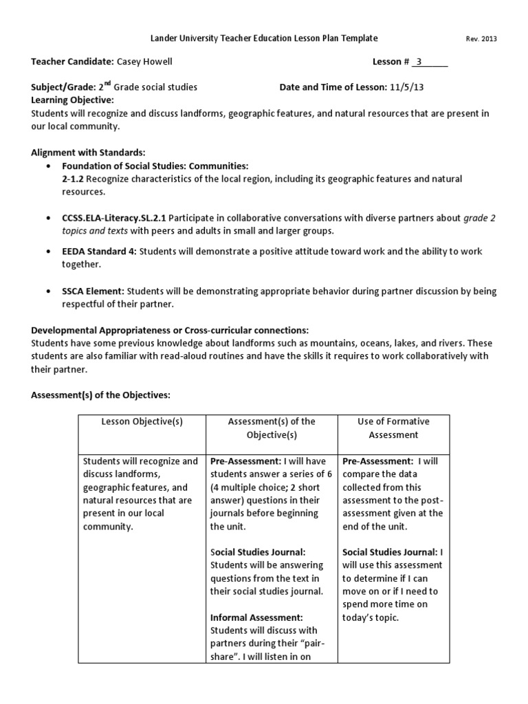 Lesson 3 Social Studies | PDF | Educational Assessment | Lesson Plan