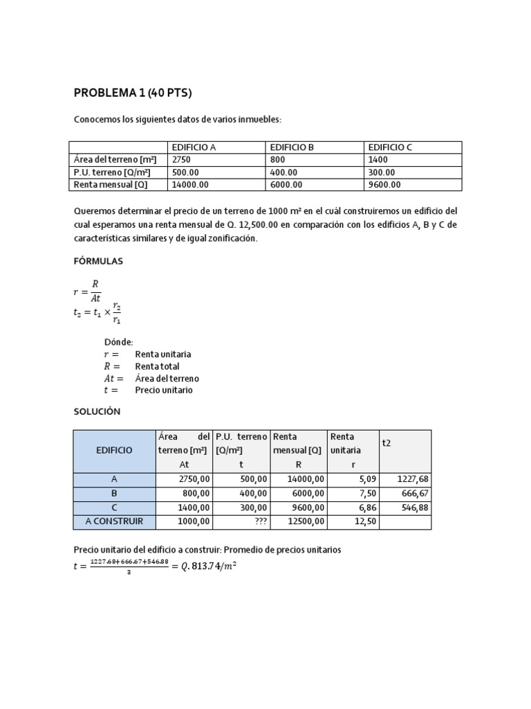 Ejercicios de Avalúos Resueltos | PDF | Inversiones | Economias