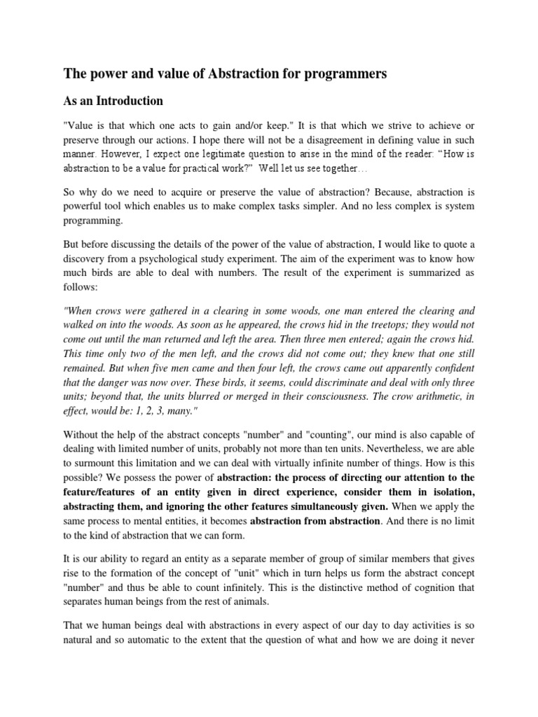 The Power and Value of Abstraction For Programmers | PDF | Computer ...