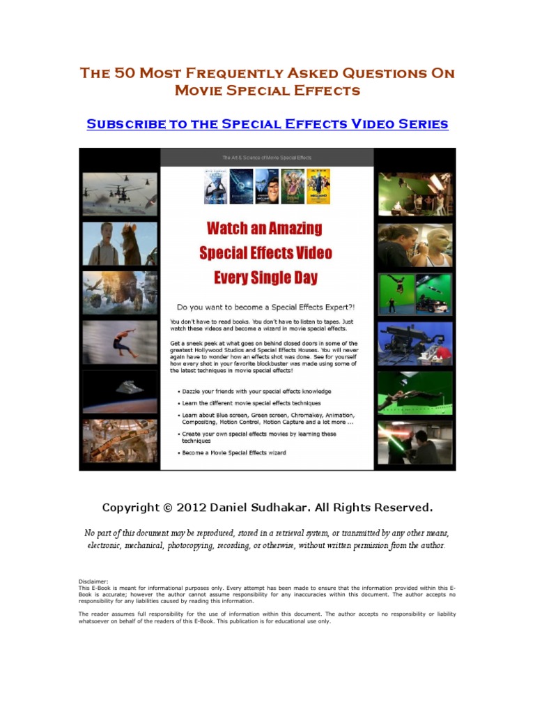 The 50 Most Frequently Asked Questions On Movie Special Effects | PDF ...