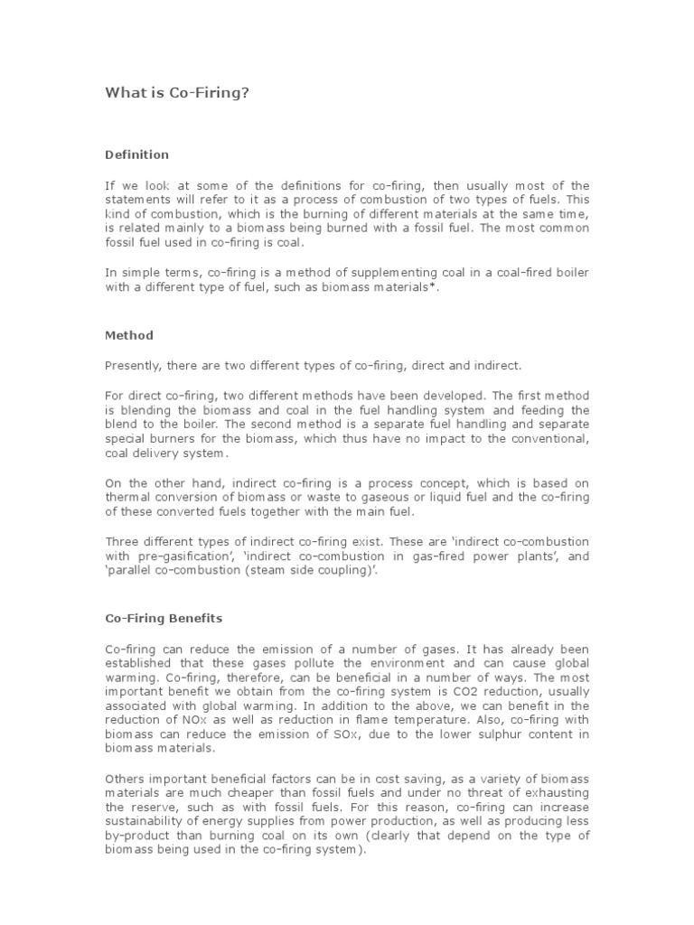 What Is Co-Firing? | PDF | Biomass | Fossil Fuels