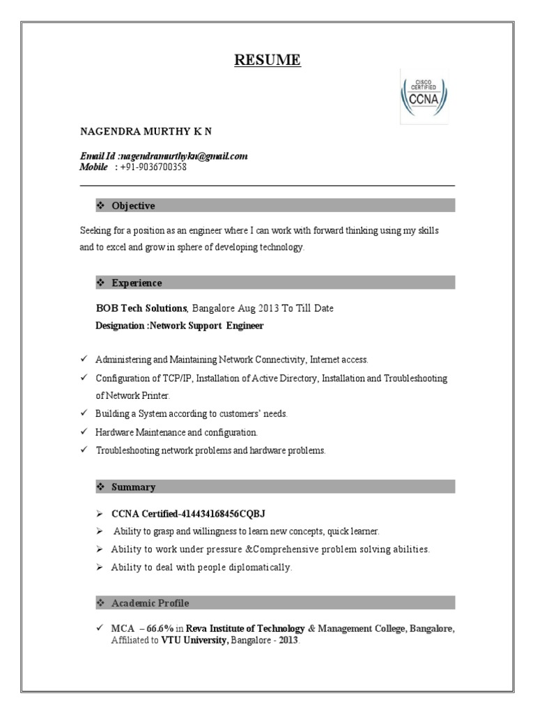 Resume: Nagendra Murthy K N | PDF