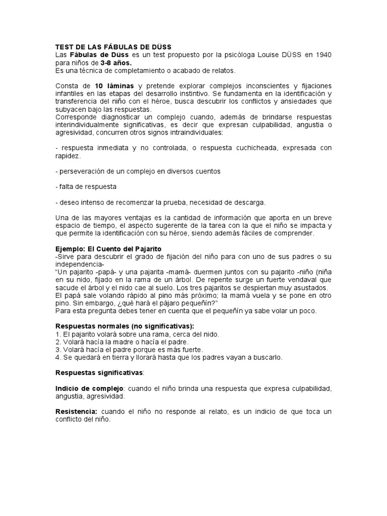 Análisis del test de las Fábulas de Düss: una herramienta para explorar ...