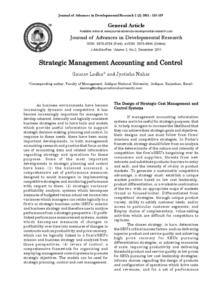 Strategic Management Accounting PDF | PDF | Profit (Accounting ...