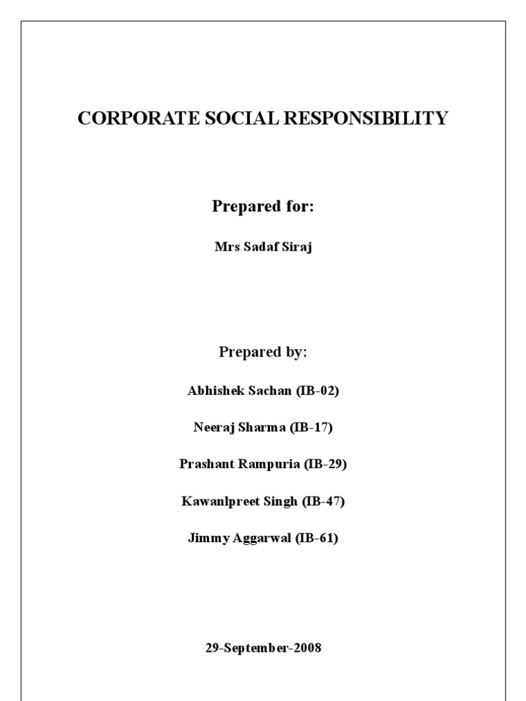 Corporate Social Responsibility | PDF | Corporate Social Responsibility ...