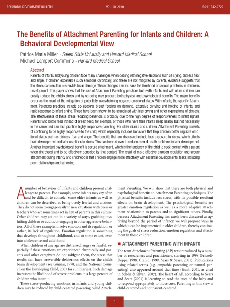 The Benefits of Attachment Parenting For Infants and Children: A ...