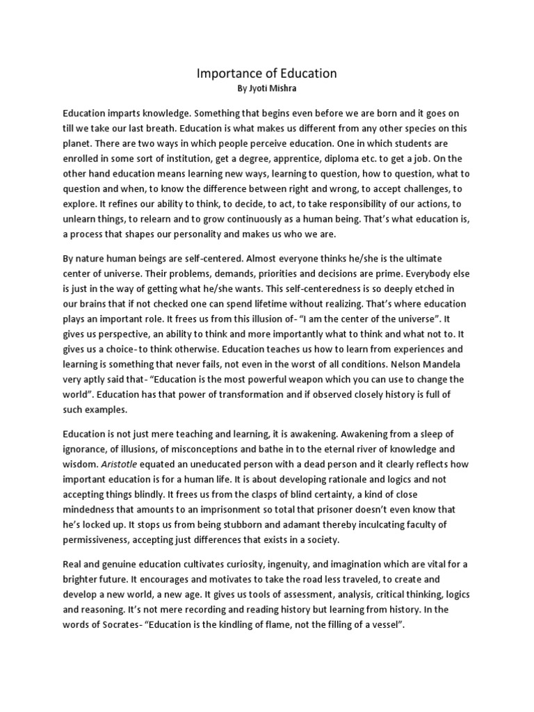 Importance of education.pdf | Reason | Learning