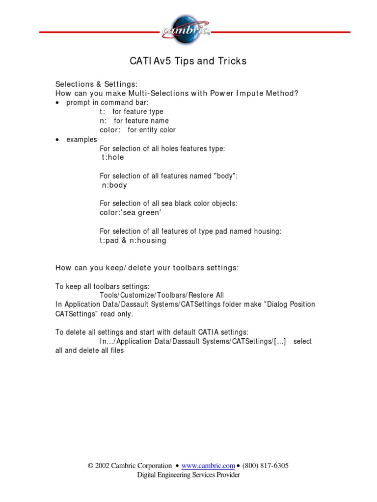 CATIAv5 Tips PDF | PDF