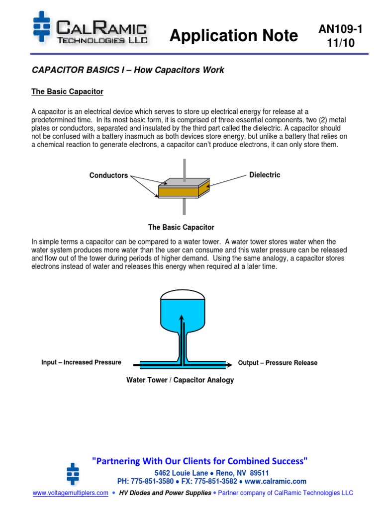 Application Note: CAPACITOR BASICS I - How Capacitors Work | PDF ...