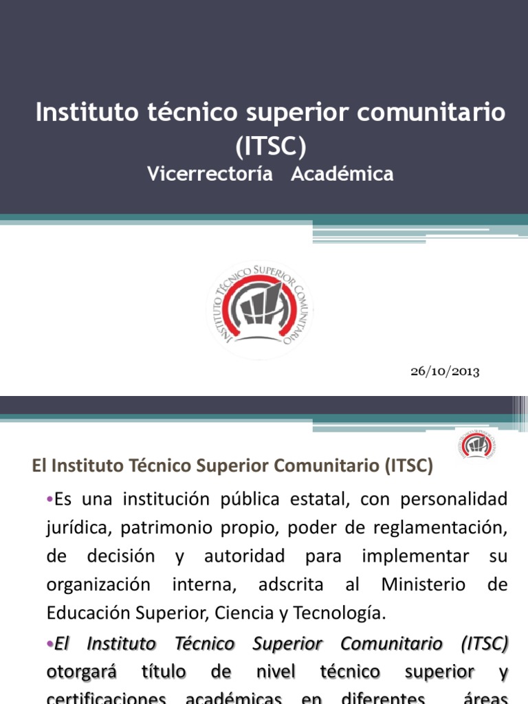 Presentación ITSC | Educación más alta | Turismo | Prueba gratuita de ...