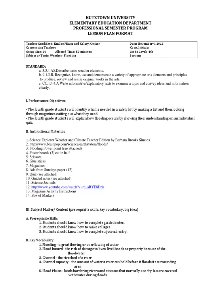 Flooding Lesson Plan | PDF | Flood | Lesson Plan