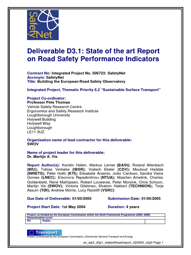 Road Safety Performance Indicators Report | PDF | Traffic Collision ...