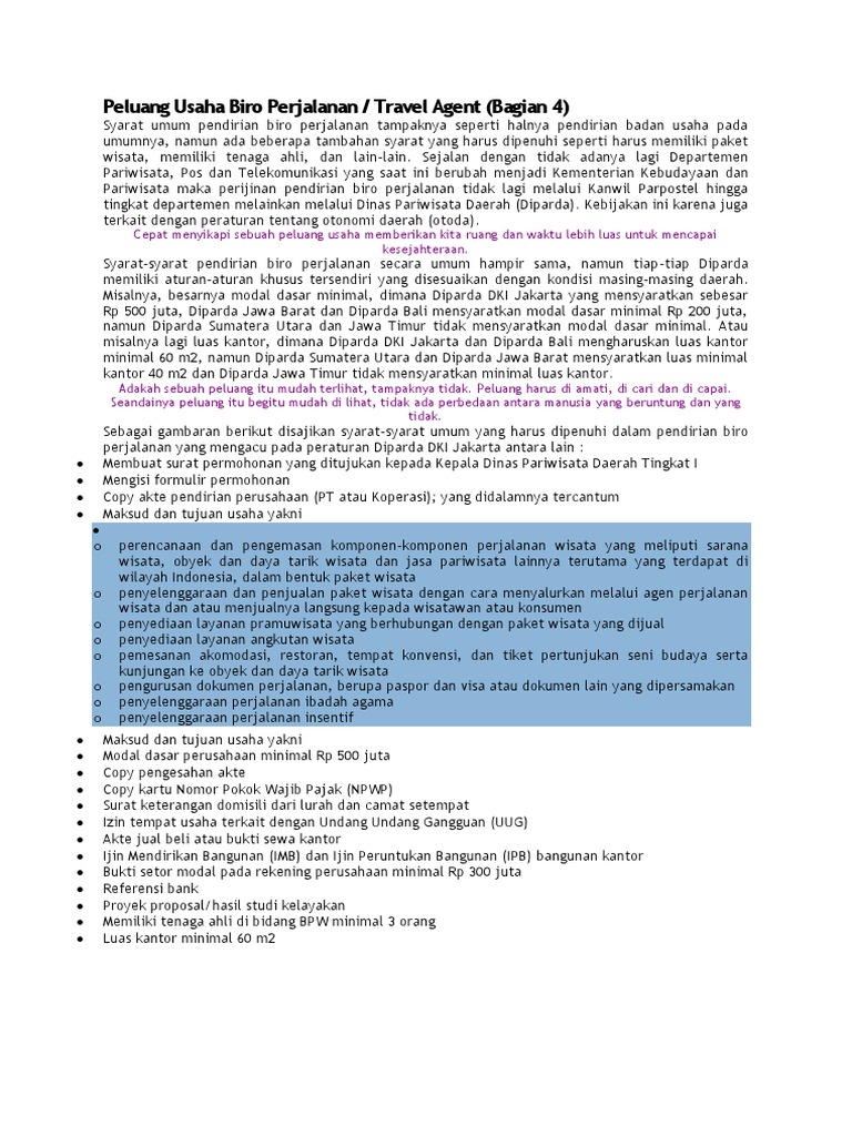 Peluang Usaha Biro Perjalanan | PDF