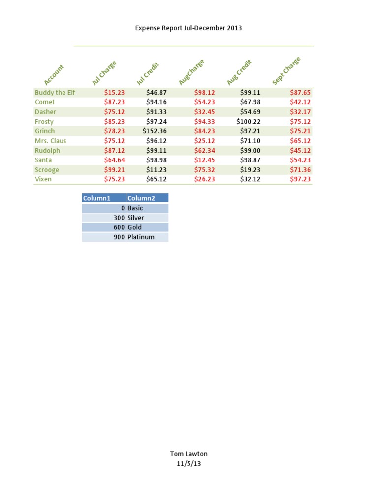 2013 Expense Report Summary | PDF