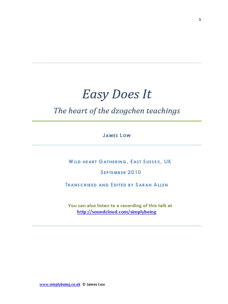 James Low - Dzogchen - Wild Heart - Easy Does It PDF | PDF | Dzogchen ...