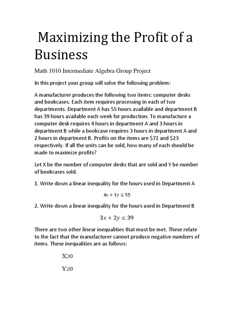 Maximizing The Profit of A Business | PDF | Profit (Accounting ...