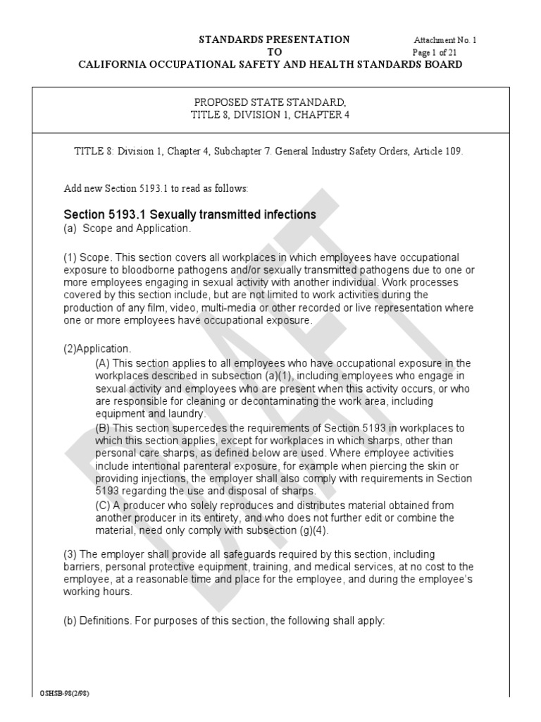 Section 5193.1 Sexually Transmitted Infections | PDF | Infection ...