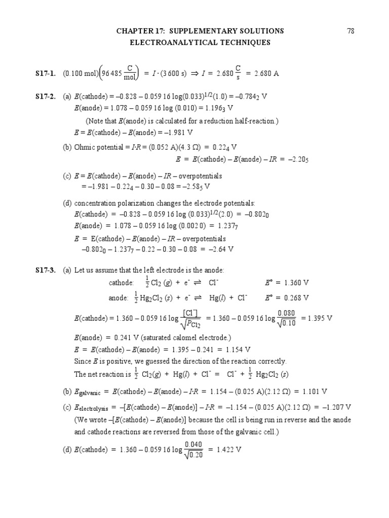 Ch17 Ch20 Solutions | PDF | Anode | Cathode