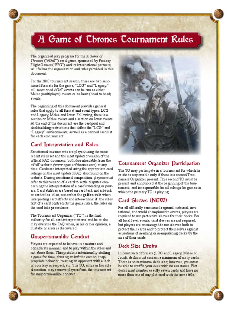 A Game of Thrones Tournament Rules A Game of Thrones Tournament Rules ...