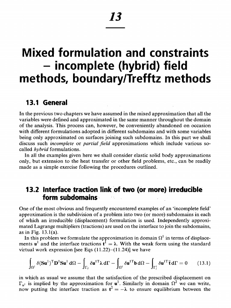 Mixed Formulation And Constraints Incomplete Field Methods Boundary Trefftz Methods Pdf