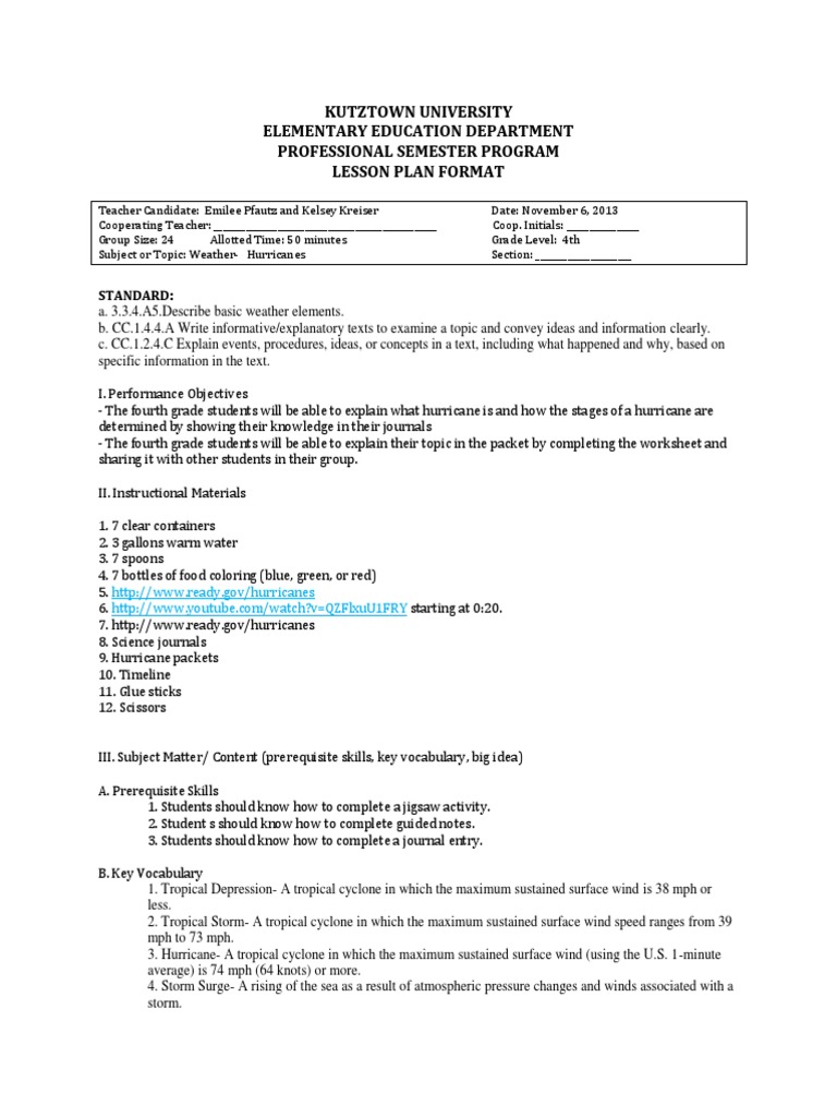 Hurricane Lesson Plan-1 | PDF | Tropical Cyclones | Storms