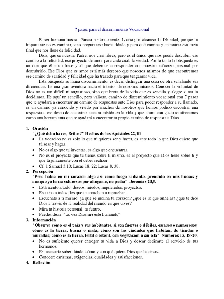 7 Pasos para El Discernimiento Vocacional | PDF | Felicidad | Amor