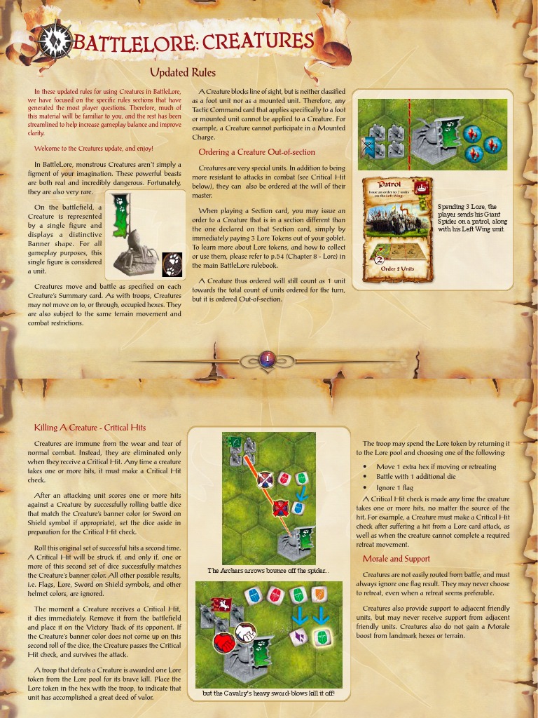 Battlelore: Creatures: Updated Rules | PDF | Dice | Gaming