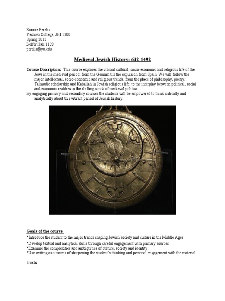 Medieval Jewish History Course Overview | PDF | Jews And Judaism ...