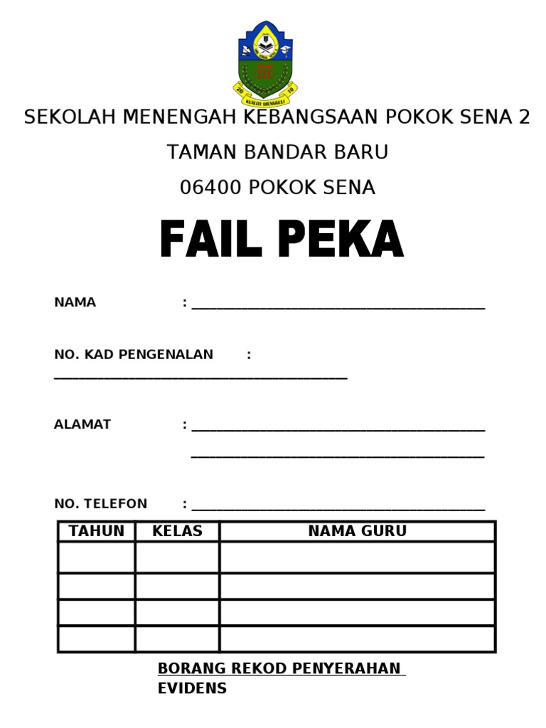 Fail Peka Muka Depan Print Out | PDF
