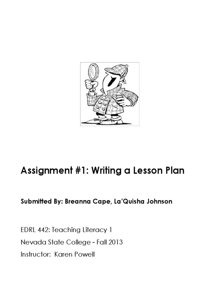 Assignment #1: Writing A Lesson Plan: Submitted By: Breanna Cape, La ...