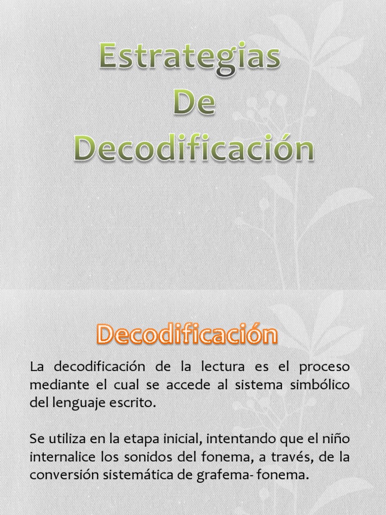 Estrategias de Decodificación | PDF | Lectura (proceso) | Palabra