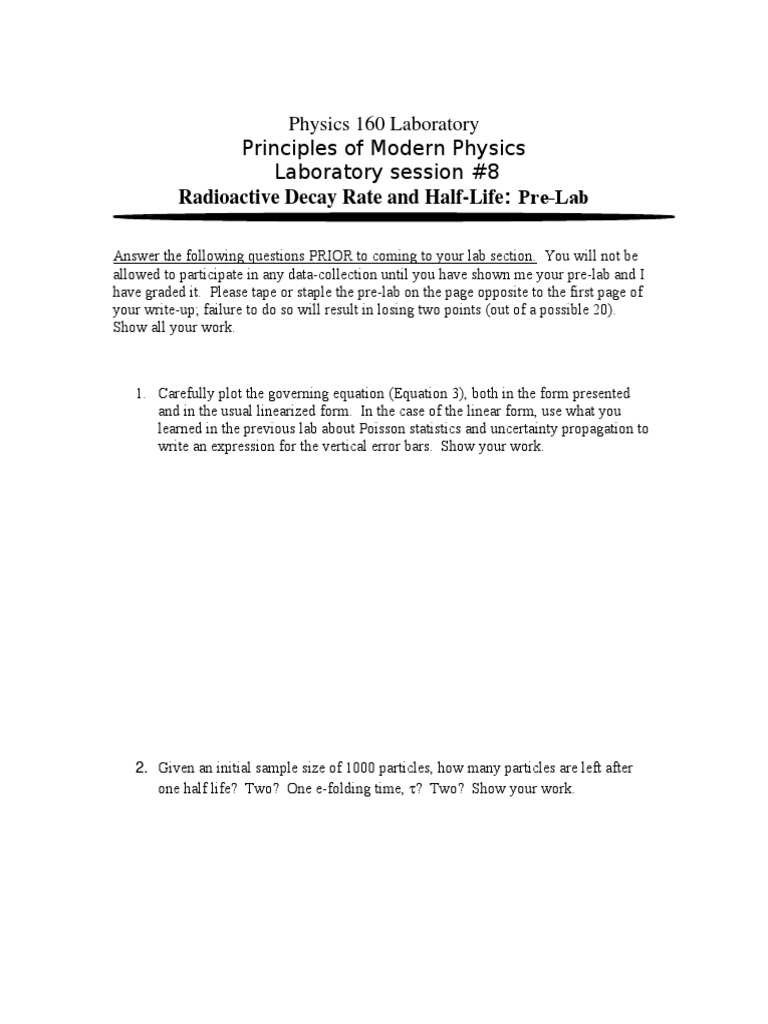 Radioactive Decay Rate and Half-Life: Principles of Modern Physics ...