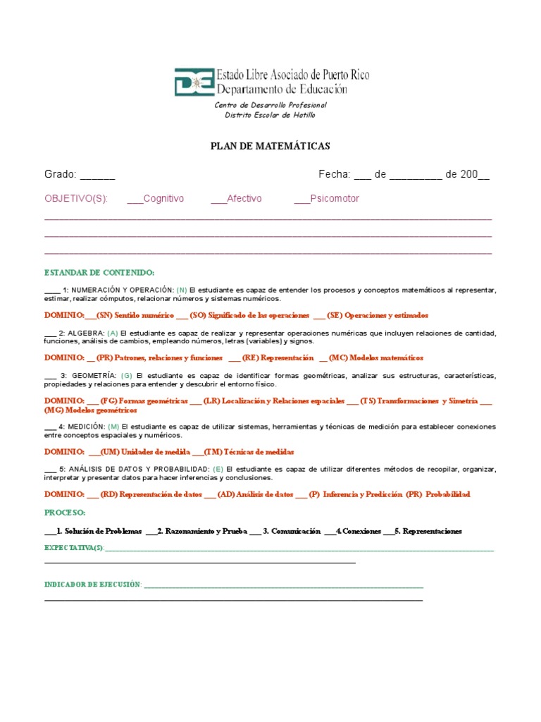 Plan Diario de Matemáticas | PDF | Geometría | Medición