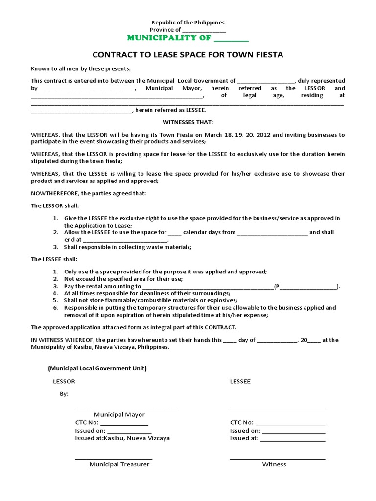 Contract To Lease Space PDF | PDF | Lease | Contract Law