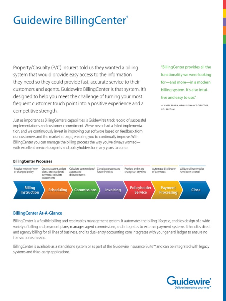 Brochure Guidewire BillingCenter PDF | PDF | Invoice | Insurance