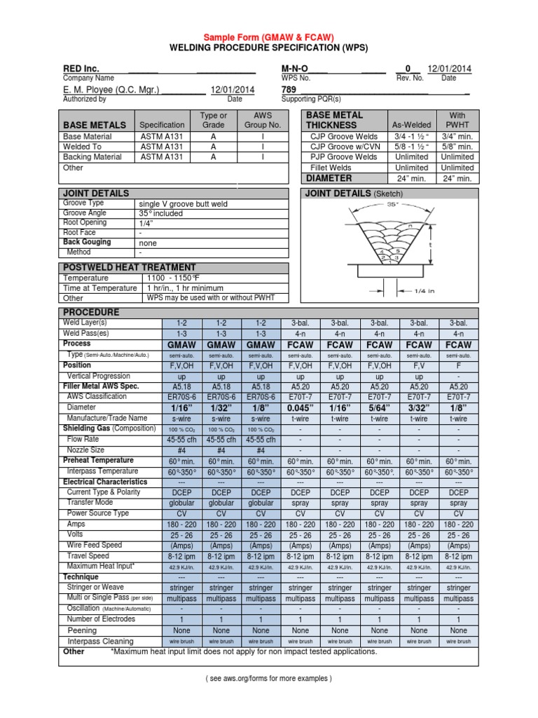 WPS Multi GMAW FCAW | Welding | Construction