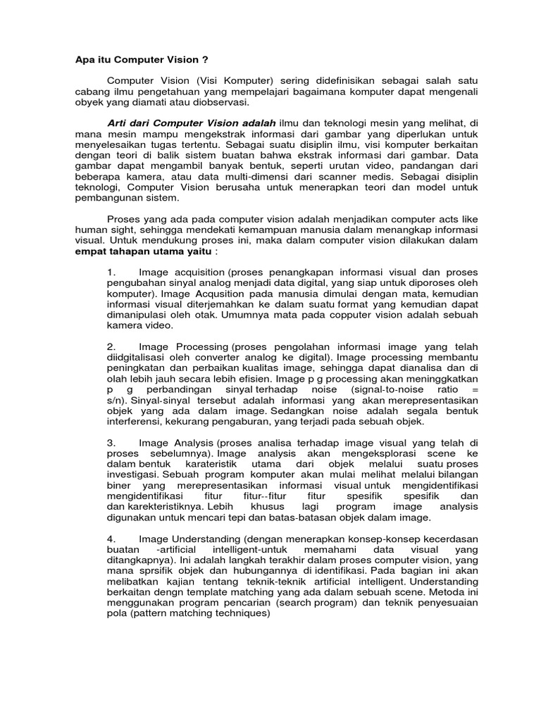 Apa Itu Computer Vision | PDF | Teknologi & Rekayasa